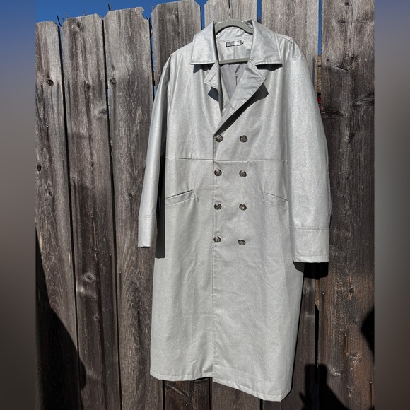 Jackets & Coats | Mens Classic Doublebreasted Silver Shimmer Trench ...